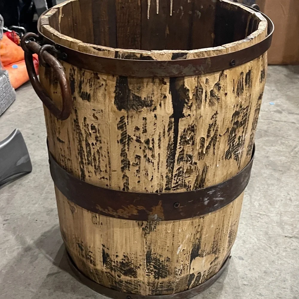 Accents | Rustic Wooden Barrel With Metal Accents | Poshmark